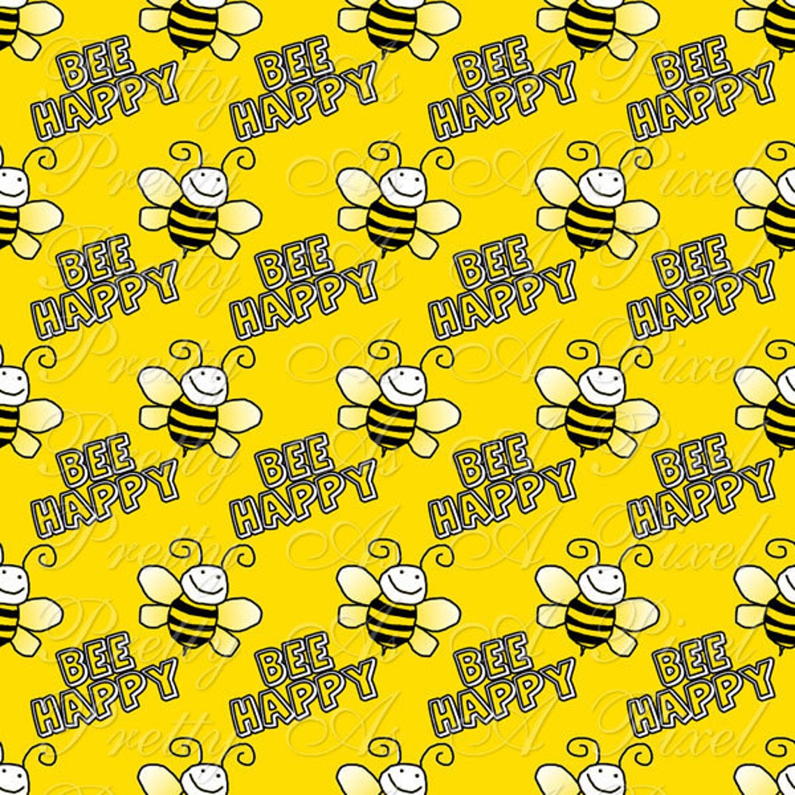 Bee Happy Digital Paper Pack INSTANT DOWNLOAD Scrapbooking Backgrounds ...