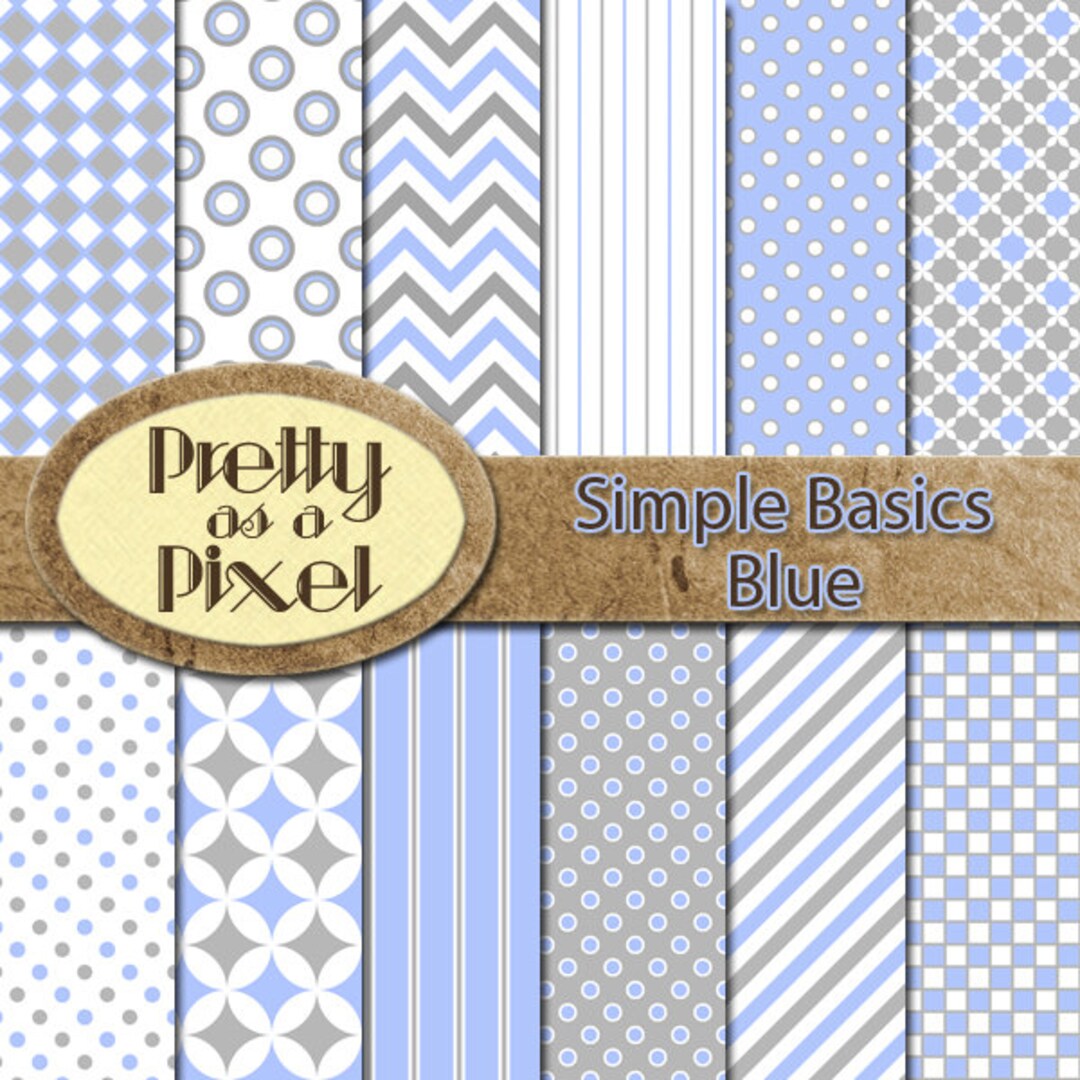 Simple Basics Blue - Digital Paper Pack - Scrapbooking Backgrounds ...