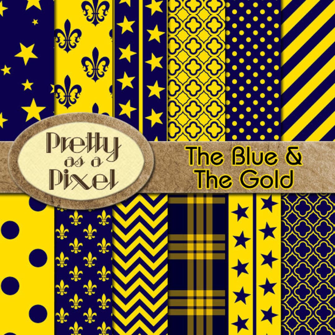 The Blue & the Gold - Digital Paper Pack - Scrapbooking Backgrounds ...