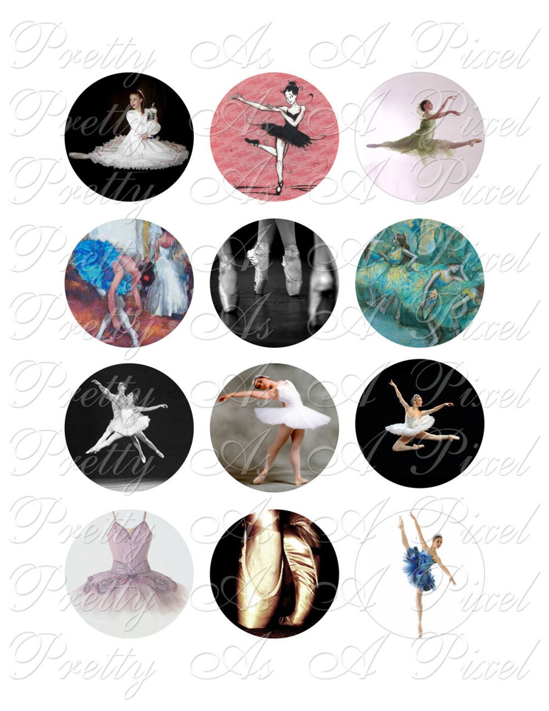 Ballet - Two Inch Circles - Digital Collage Sheet - 2 Inch - INSTANT ...