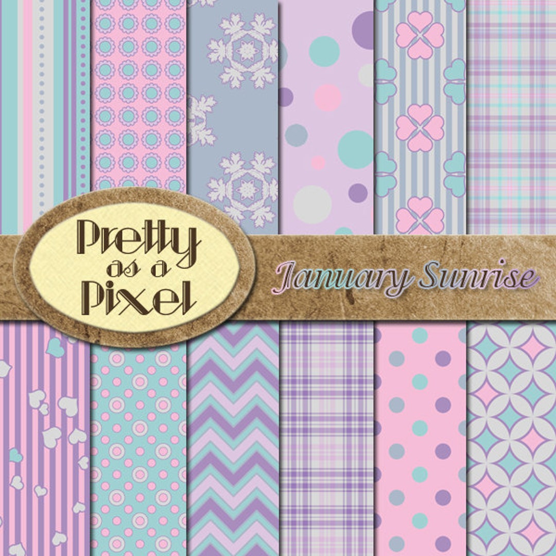 Printable Scrapbook Paper - January Sunrise - 12 X 12 - Set of 12 ...