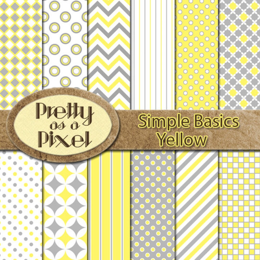 Simple Basics Yellow - Digital Paper Pack - Scrapbooking Backgrounds ...