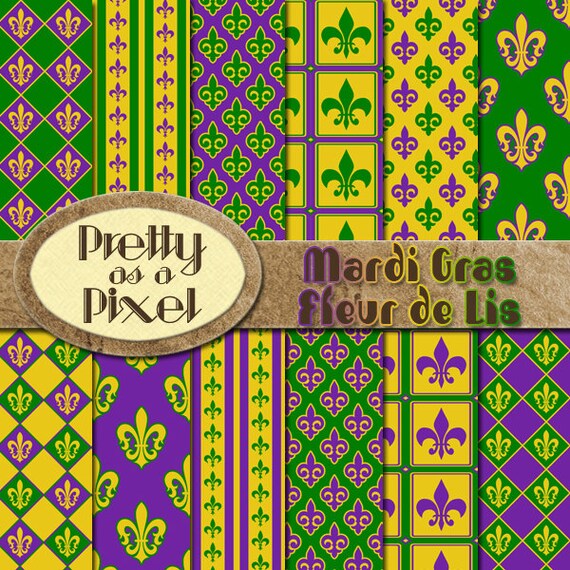 Printable Scrapbook Paper Mardi Gras Fleur De Lis 12 X 12 | Etsy