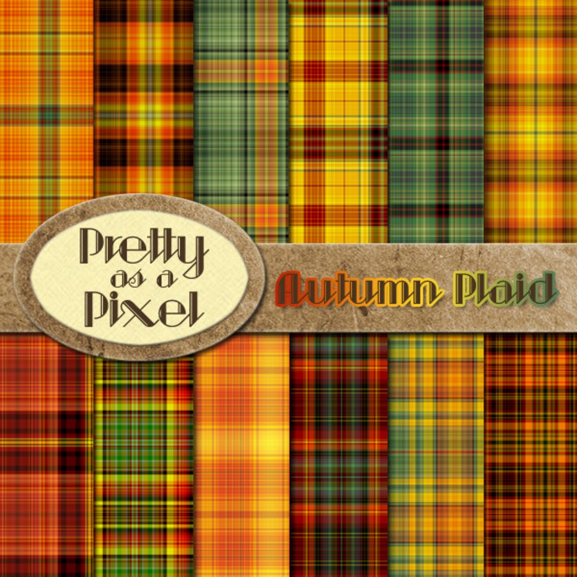 Printable Scrapbook Paper - Autumn Plaid - INSTANT DOWNLOAD - 12 X 12 ...