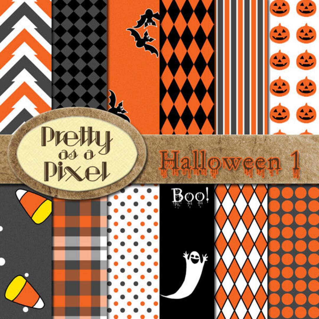 Halloween 1 Digital Paper Pack Scrapbooking Backgrounds 12 X 12 Set of ...