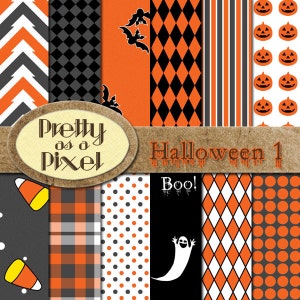 Halloween 1 Digital Paper Pack Scrapbooking Backgrounds 12 X 12 Set of ...