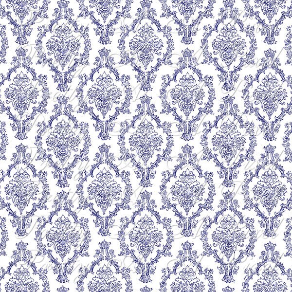Damask & Lace - Navy Blue - INSTANT DOWNLOAD - Digital Paper Pack ...
