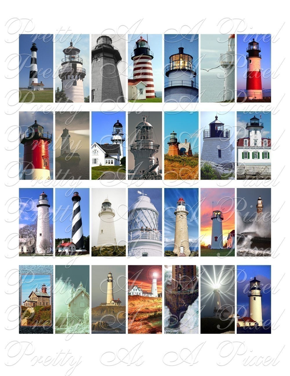 Lighthouses - 1 X 2 Inch - INSTANT DOWNLOAD - Digital Collage Sheet - Etsy