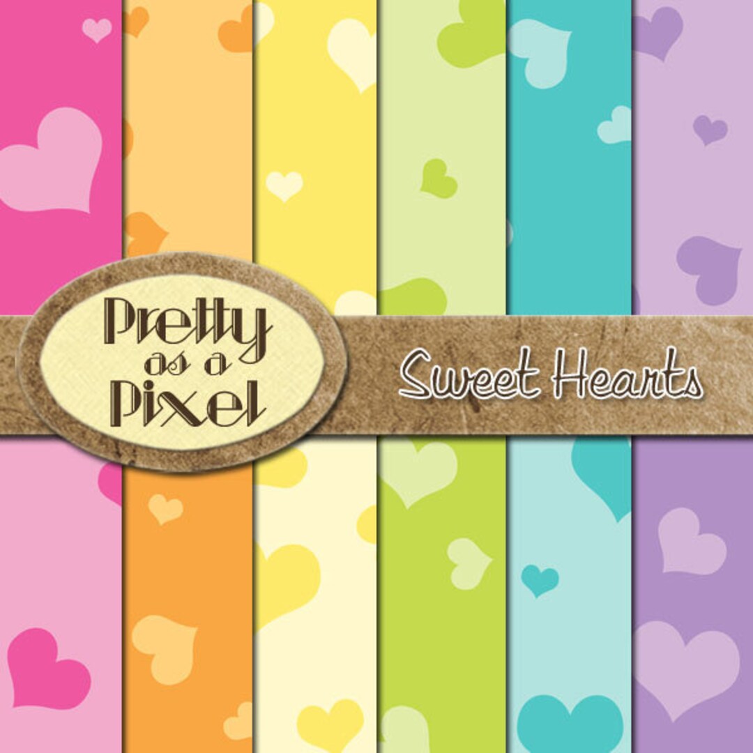 Sweet Hearts - Digital Paper Pack - Scrapbooking Backgrounds - Personal ...