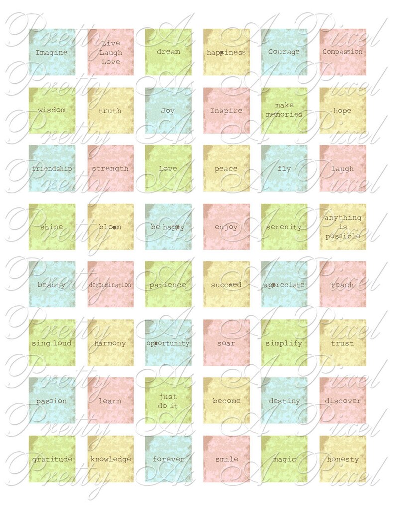 Inspirational Words 2 - Simple Pastels - 2 Sizes - Inchies AND Scrabble ...