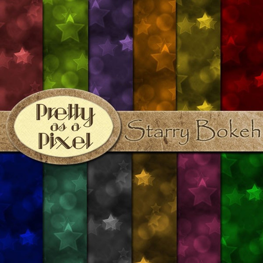 Starry Bokeh Digital Paper Pack Scrapbooking Backgrounds Set of 12 ...