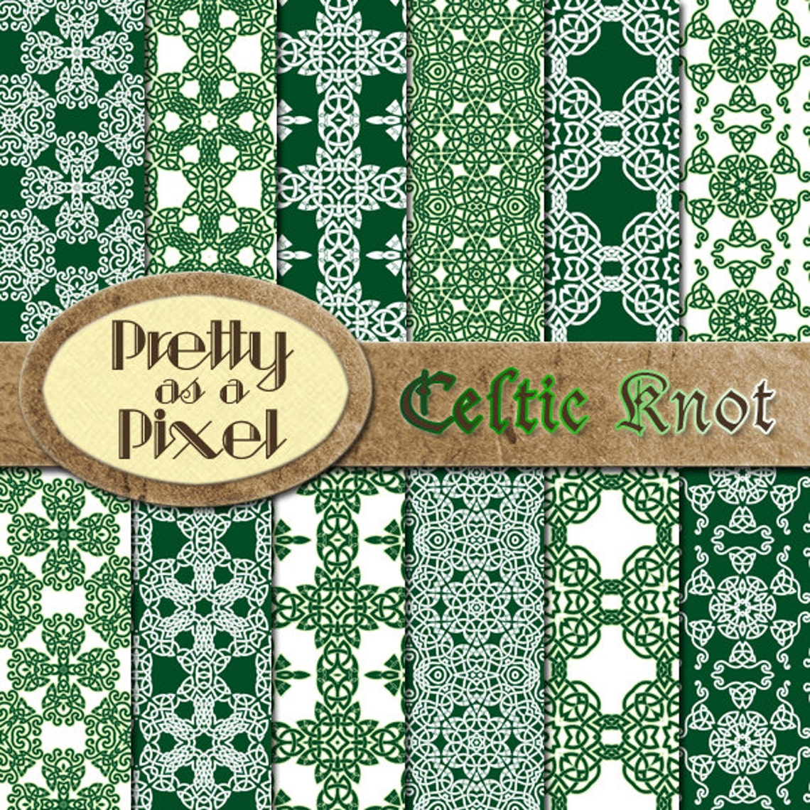Digital Paper Pack - Celtic Knot - Scrapbooking Backgrounds - Set of 12 ...