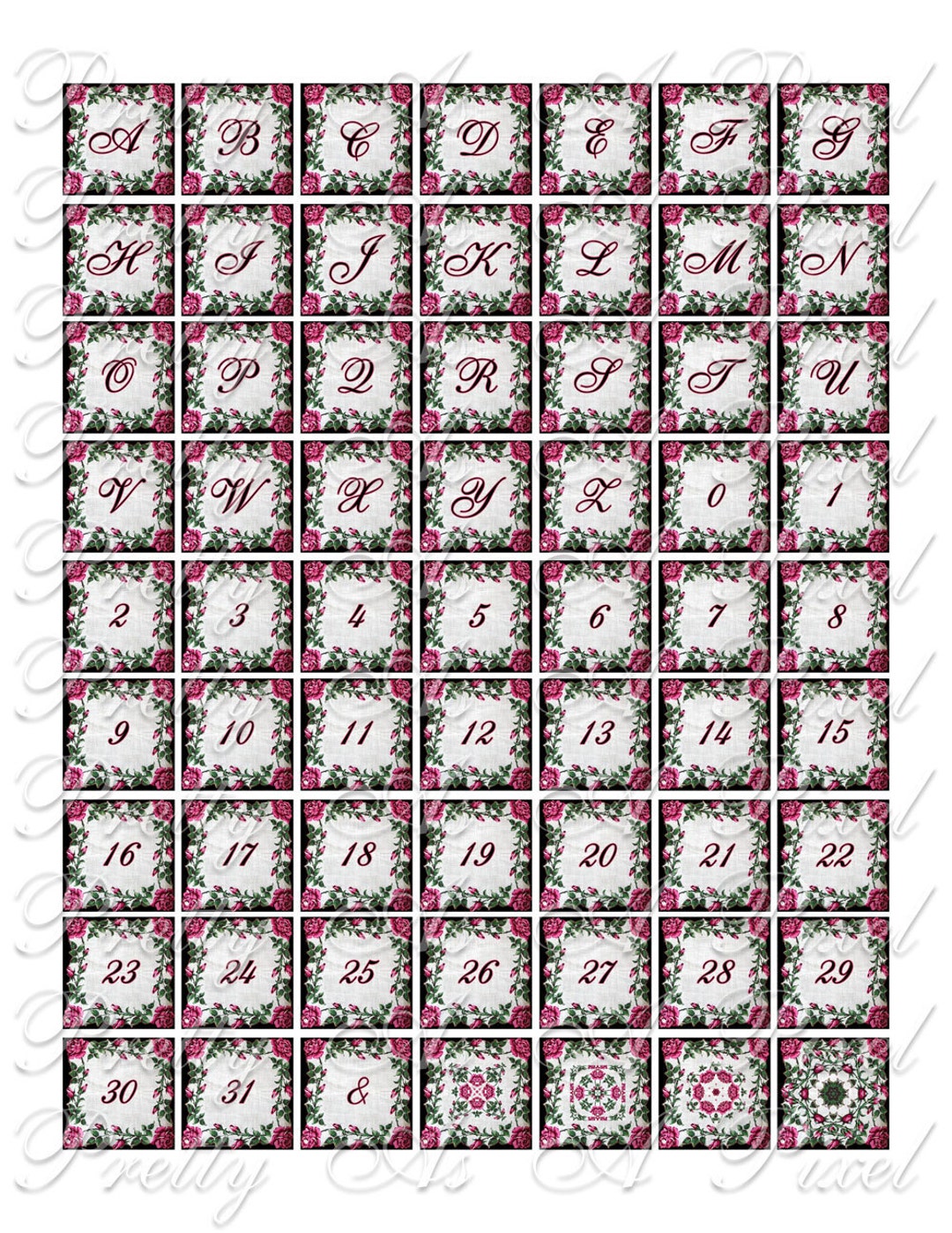 Vintage Handkerchief Alphabet & Numbers - 2 Sizes - Inchies AND .75 X ...