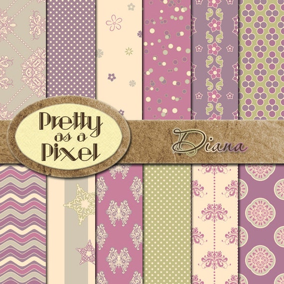 Printable Scrapbook Paper Diana 12 X 12 Set of 12 - Etsy