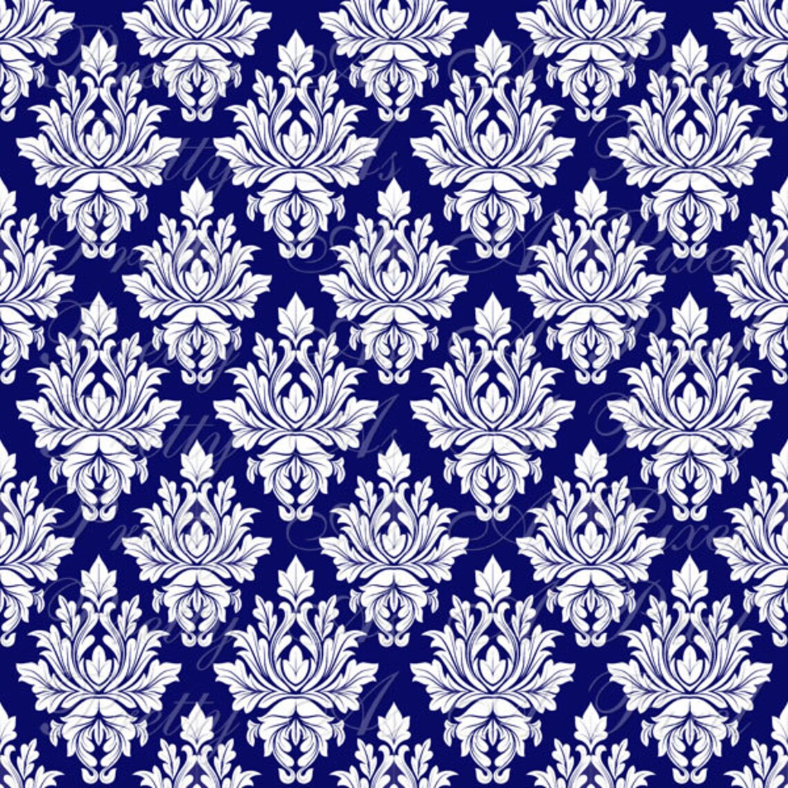 Damask & Lace - Navy Blue - INSTANT DOWNLOAD - Digital Paper Pack ...