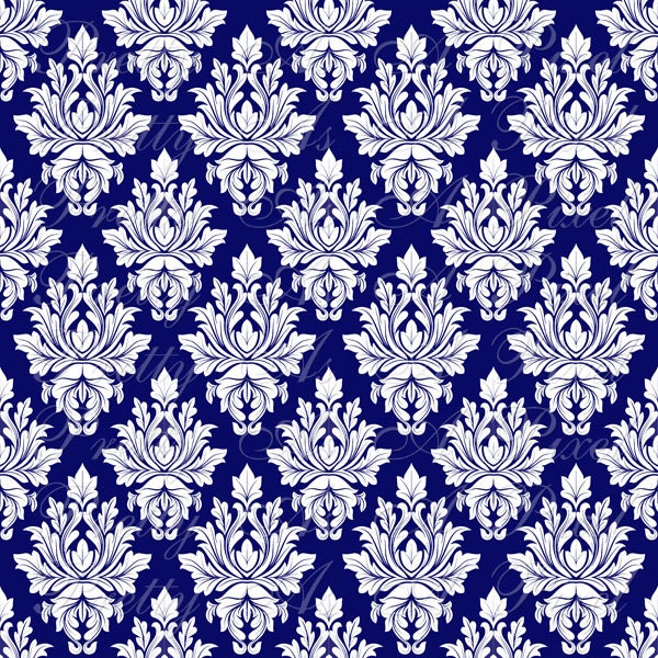 Damask & Lace - Navy Blue - INSTANT DOWNLOAD - Digital Paper Pack ...