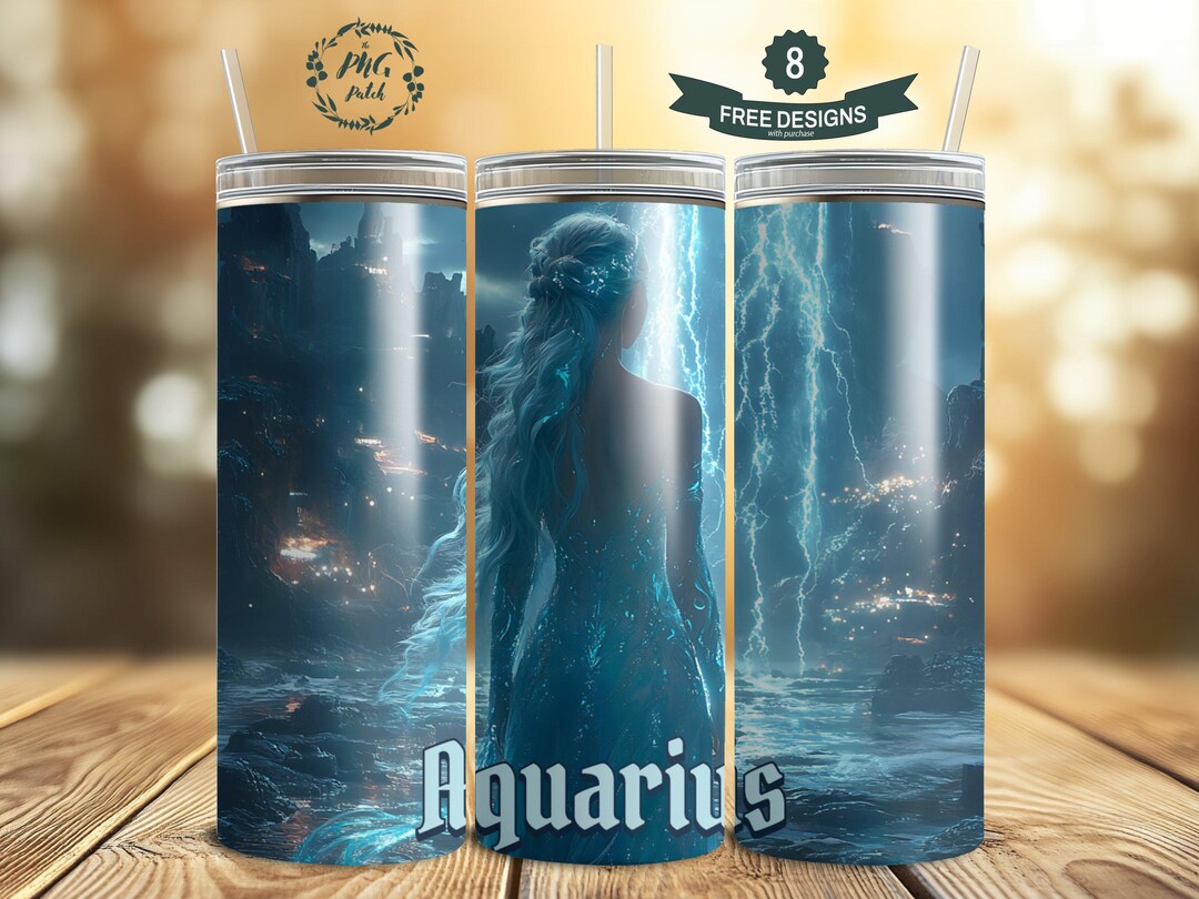 Aquarius Visionary Zodiac, Astrology Wrap, 20 Oz Skinny Tumbler ...