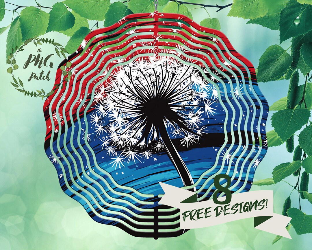 Patriotic Dandelion Spark Red White Blue Wind Spinner PNG, Wind Spinner ...