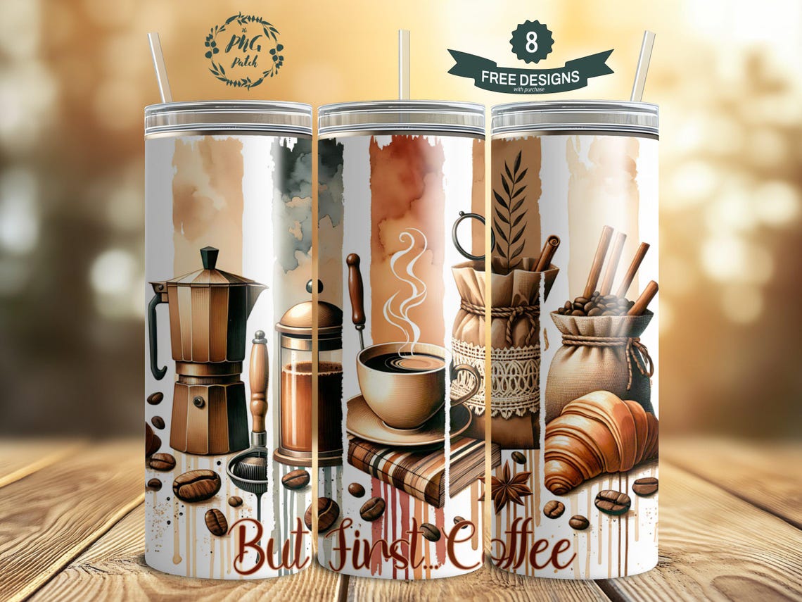 But First, Coffee, Coffee Lovers Wrap, 20 Oz Skinny Tumbler Sublimation ...