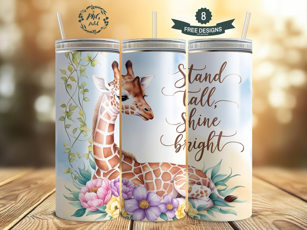 Stand Tall Shine Bright Giraffe Whimsical Affirmation 20 Oz Skinny ...