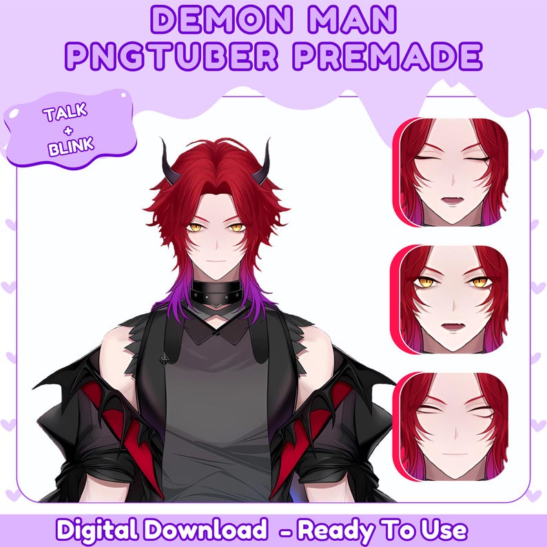 DEMON MAN PREMADE Pngtuber, Pngtuber Commission, Pngtuber Character ...