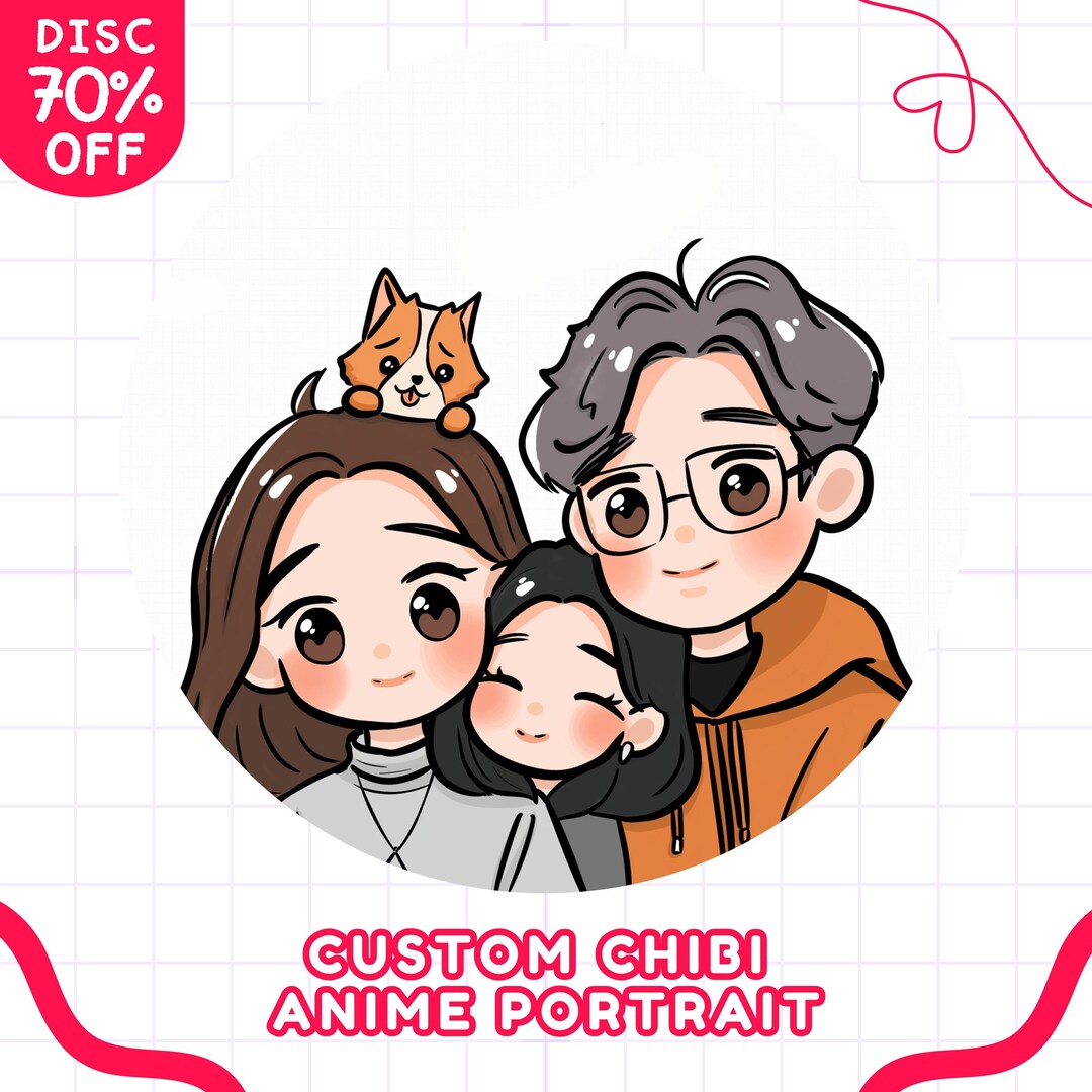 Custom Kawaii Portrait, Kawaii Portrait, Anime Portrait, Family ...