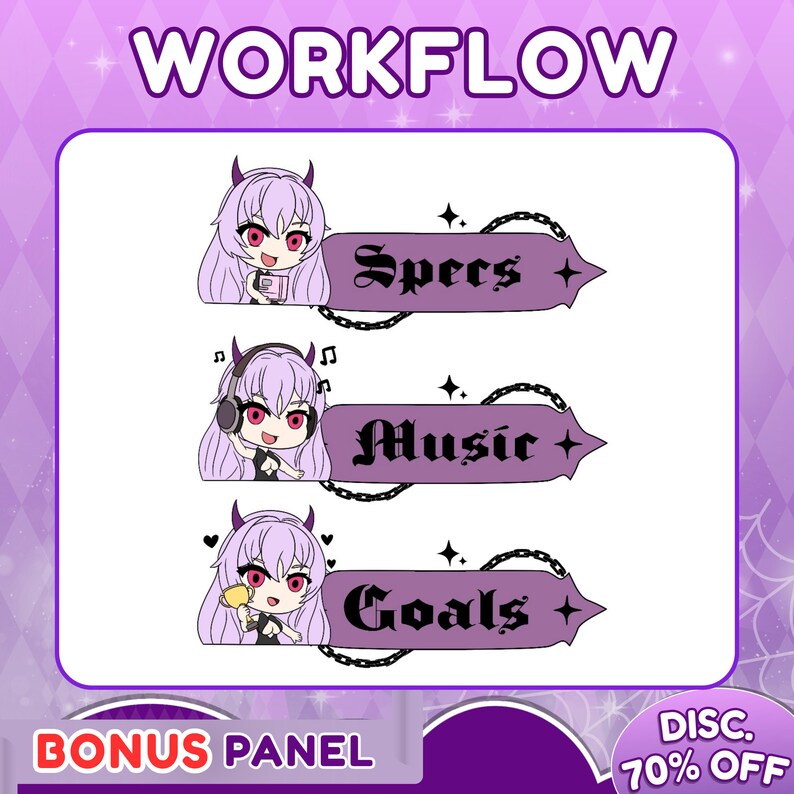 Custom Anime Twitch Panels: Chibi Art Commission, Kick, Youtube, Live2d ...