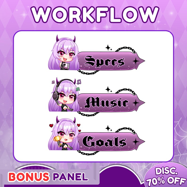 Custom Anime Twitch Panels: Chibi Art Commission, Kick, Youtube, Live2d ...