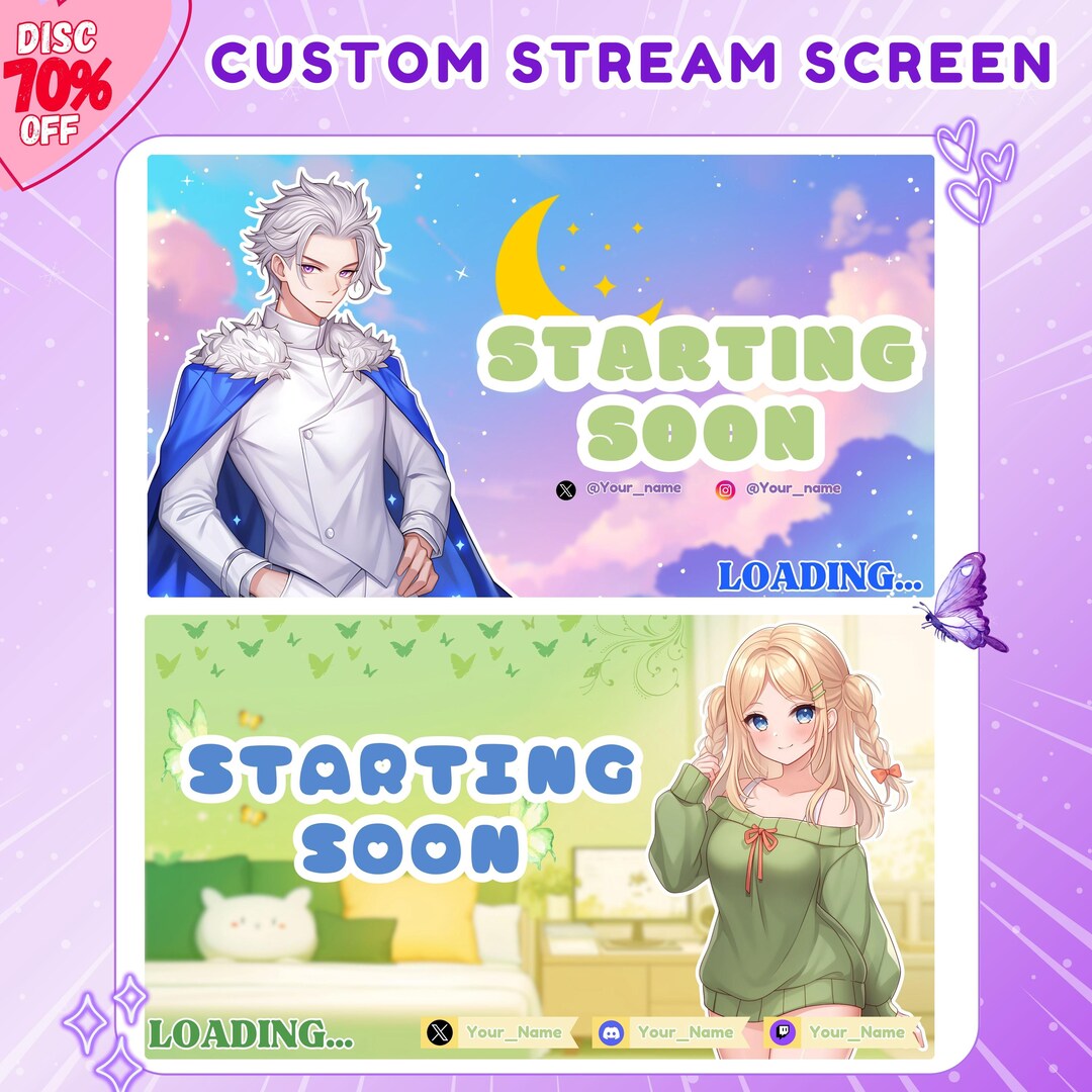 Custom Animated Stream Screen Pack, Twitch Stream Screen, Starting Soon ...