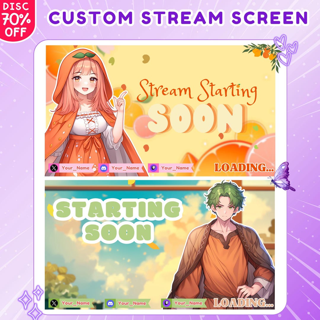 Custom Twitch Stream Screen, Twitch Stream Screen, Starting Soon, Be ...
