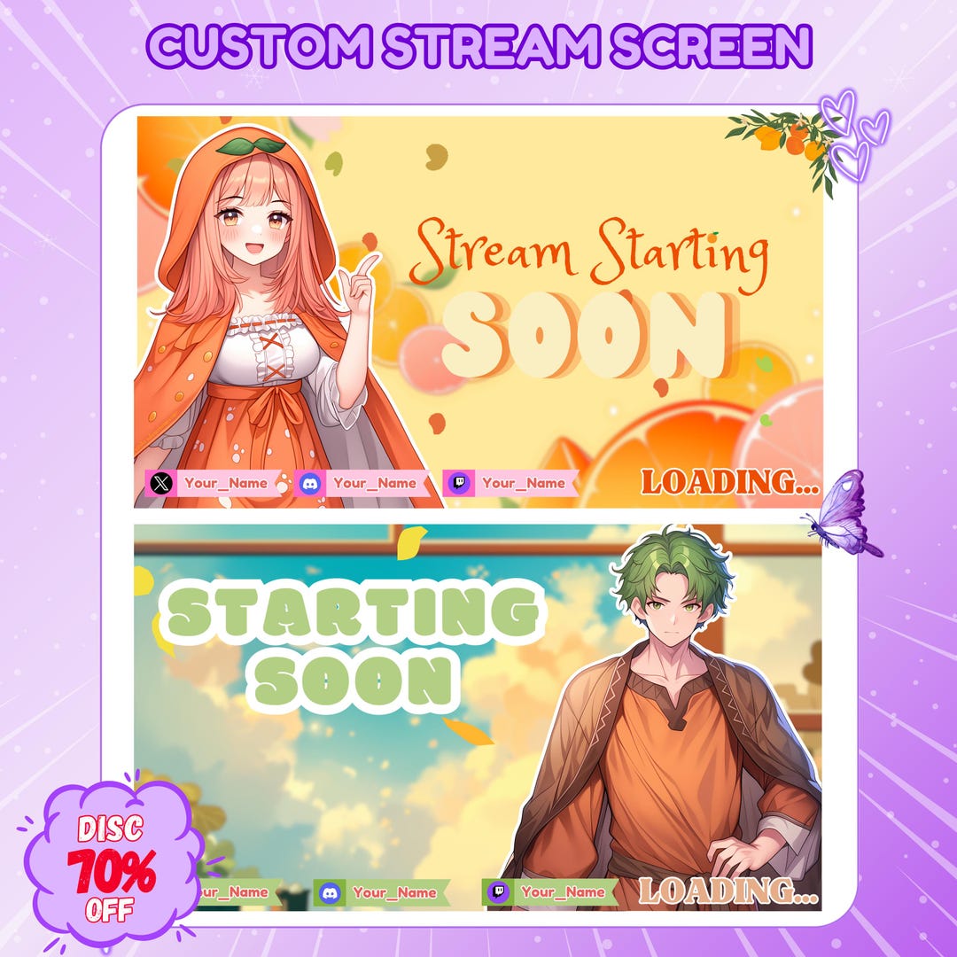 Custom Animated Stream Screen Pack, Starting Soon, Stream Overlay ...