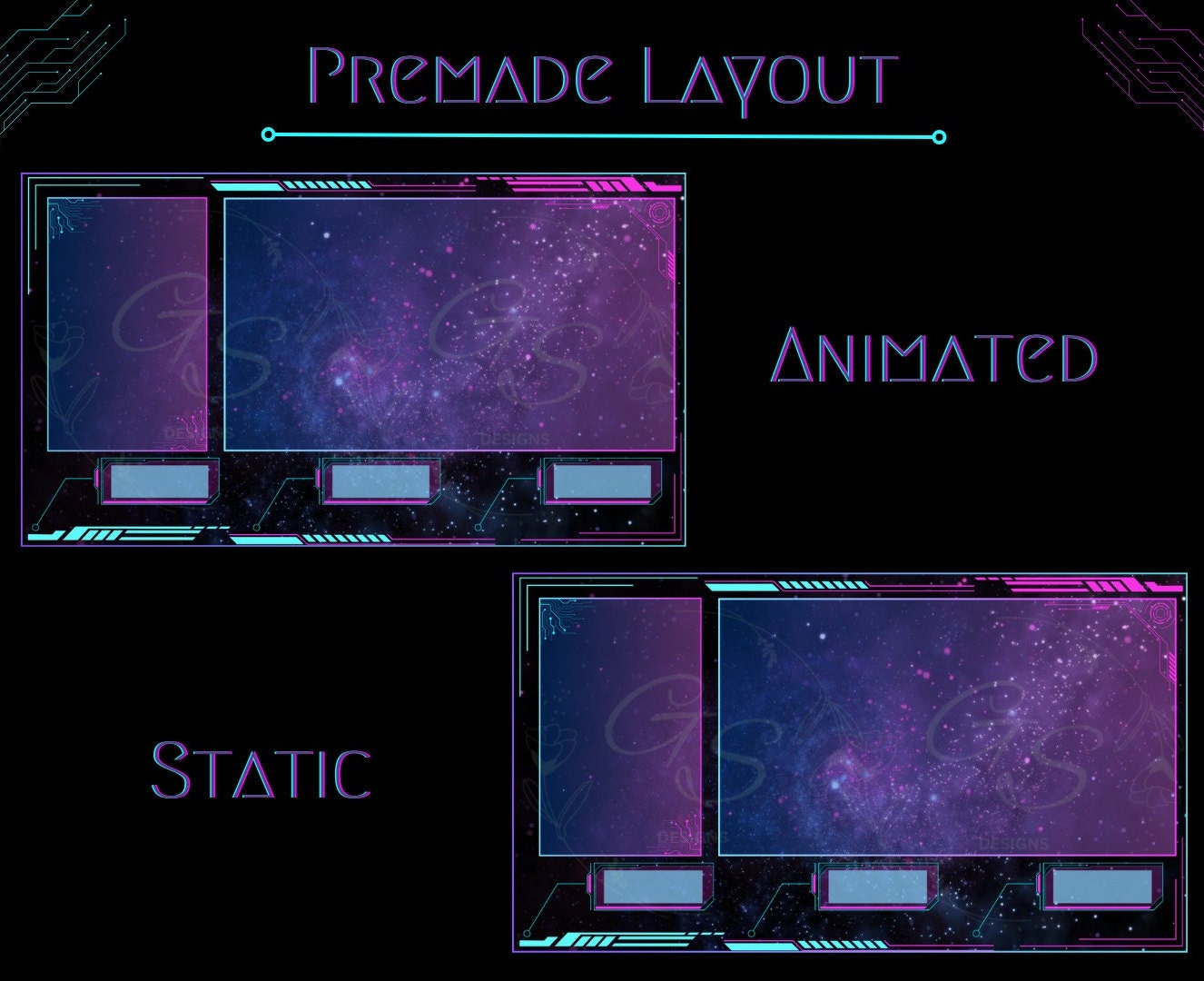 Animated Sci-fi Galaxy Stream Overlay - Pack of 19 Designs - Twitch ...
