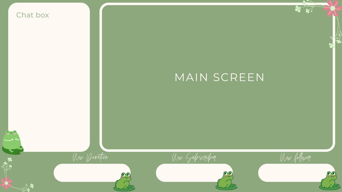 Cute Frog Stream Overlay Pack 4 Adorable Designs for Twitch, Youtube ...
