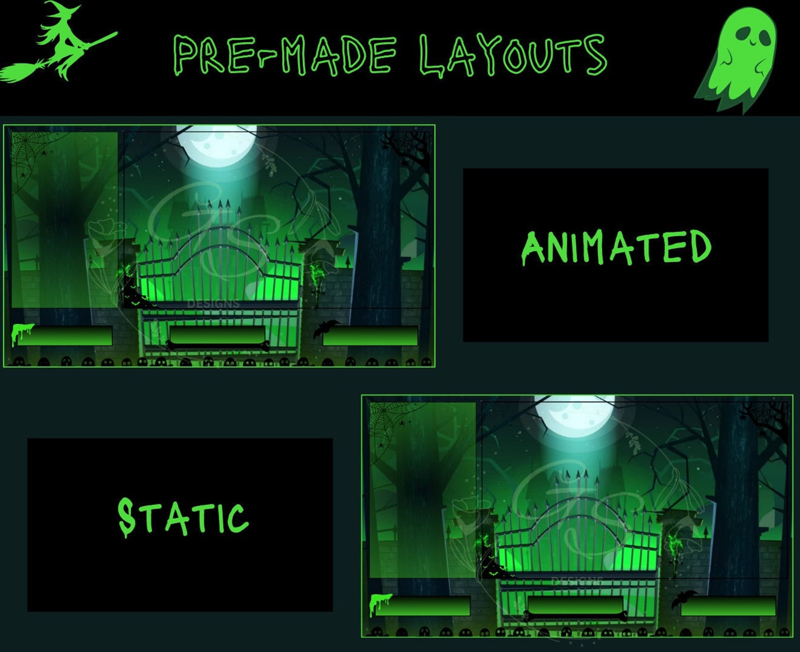 Spooky Animated Stream Pack - Black and Green - Halloween - Etsy