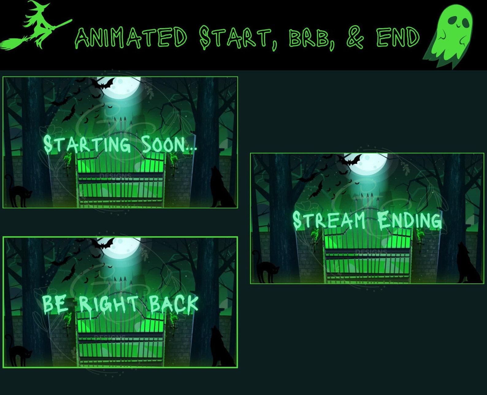 Spooky Animated Stream Pack - Black and Green - Halloween - Etsy