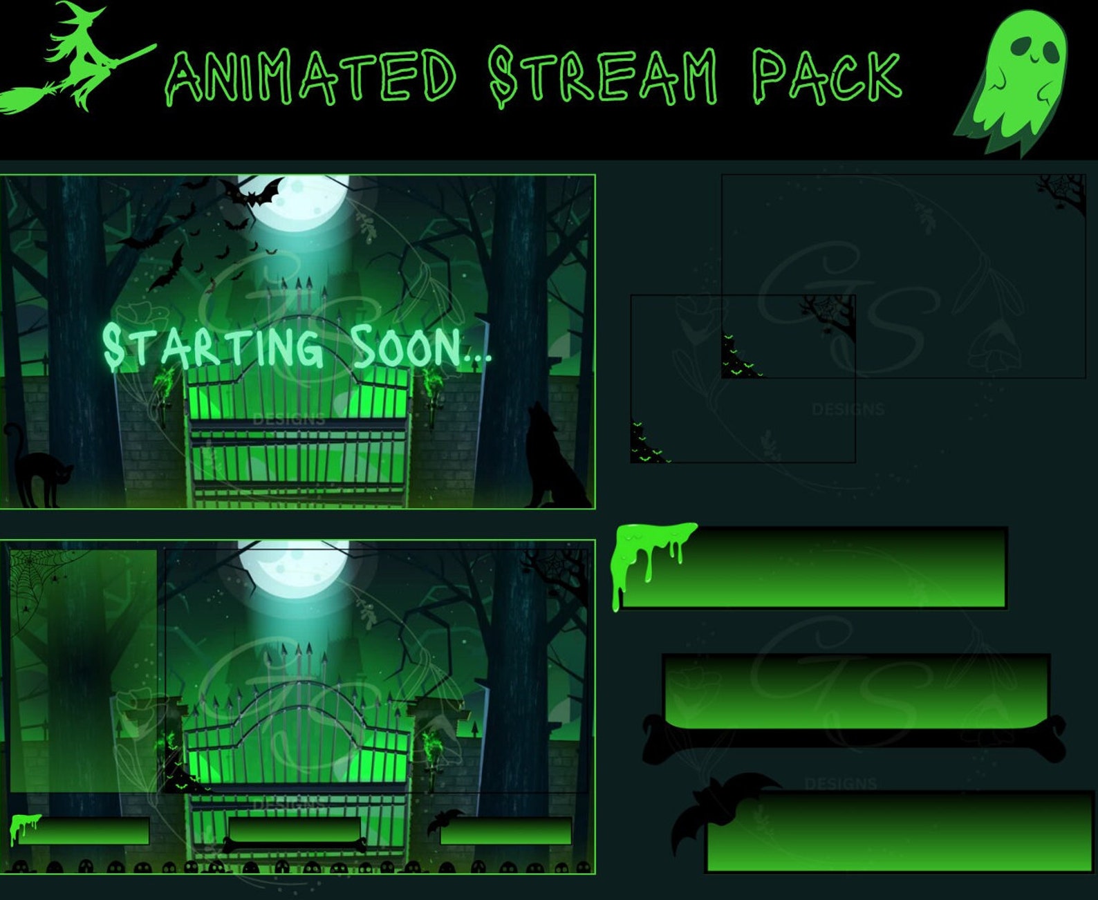 Spooky Animated Stream Pack - Black and Green - Halloween - Etsy