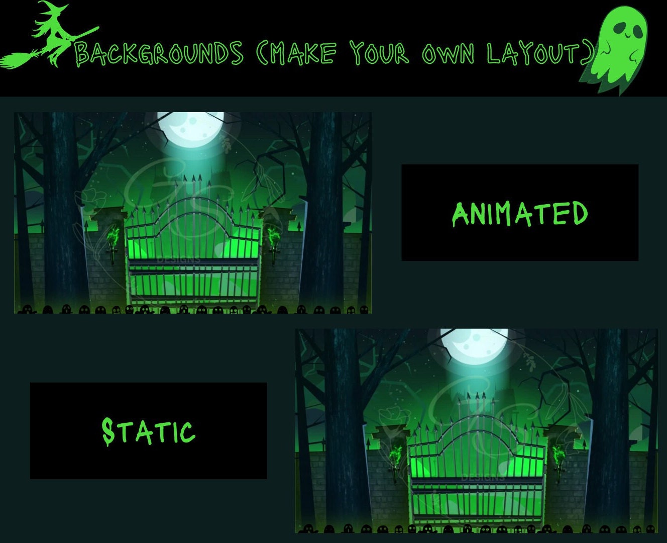 Spooky Animated Stream Pack - Black and Green - Halloween - Etsy
