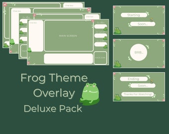 Cute Frog Stream Overlay Pack 4 Adorable Designs for Twitch, Youtube ...