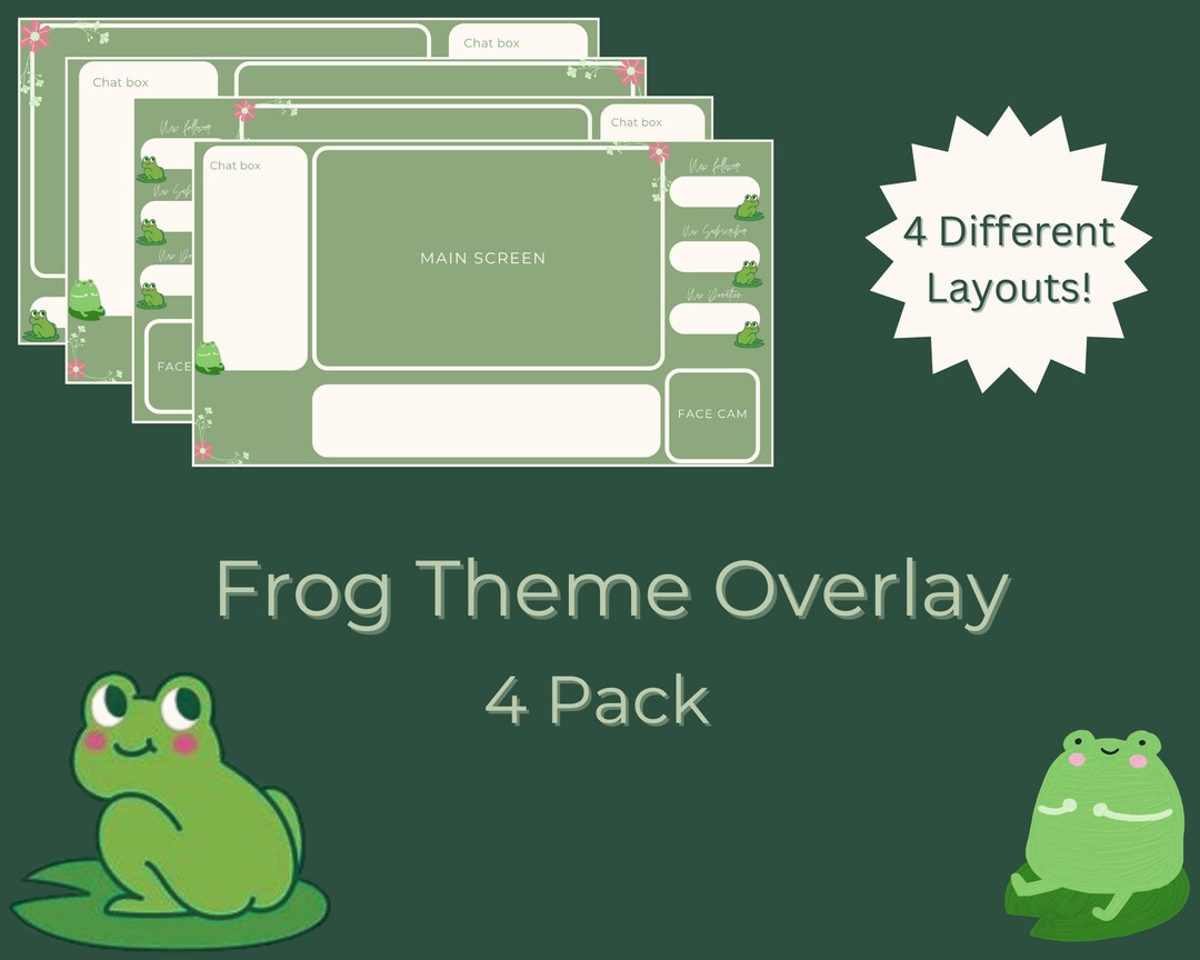 Cute Frog Stream Overlay Pack 4 Adorable Designs for Twitch, Youtube ...