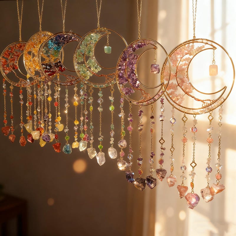 Crystal Wind Chimes Moon - Etsy