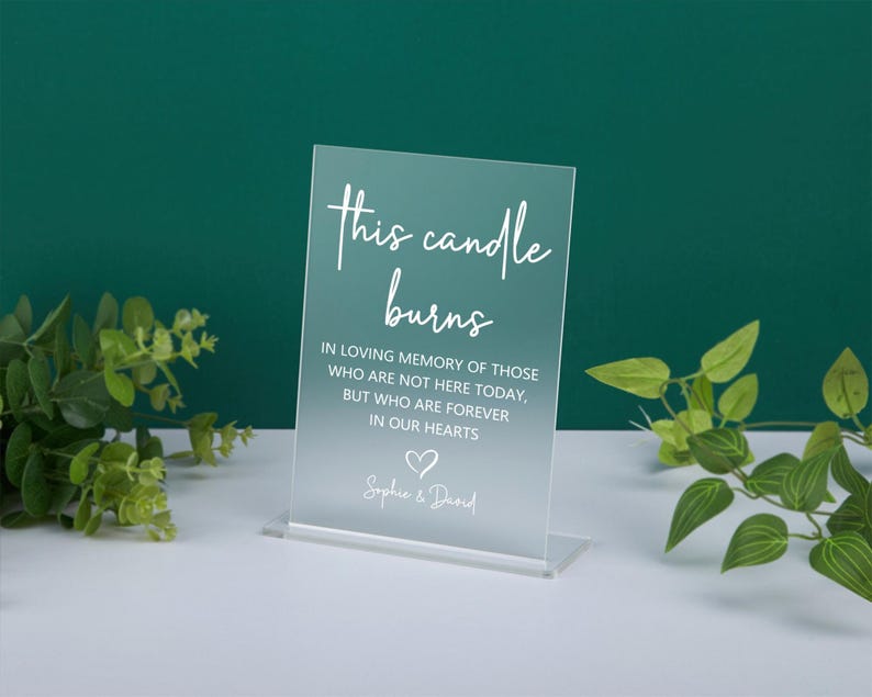 This Candle Burns in Loving Memory Sign, Modern in Memory Sign, Forever ...