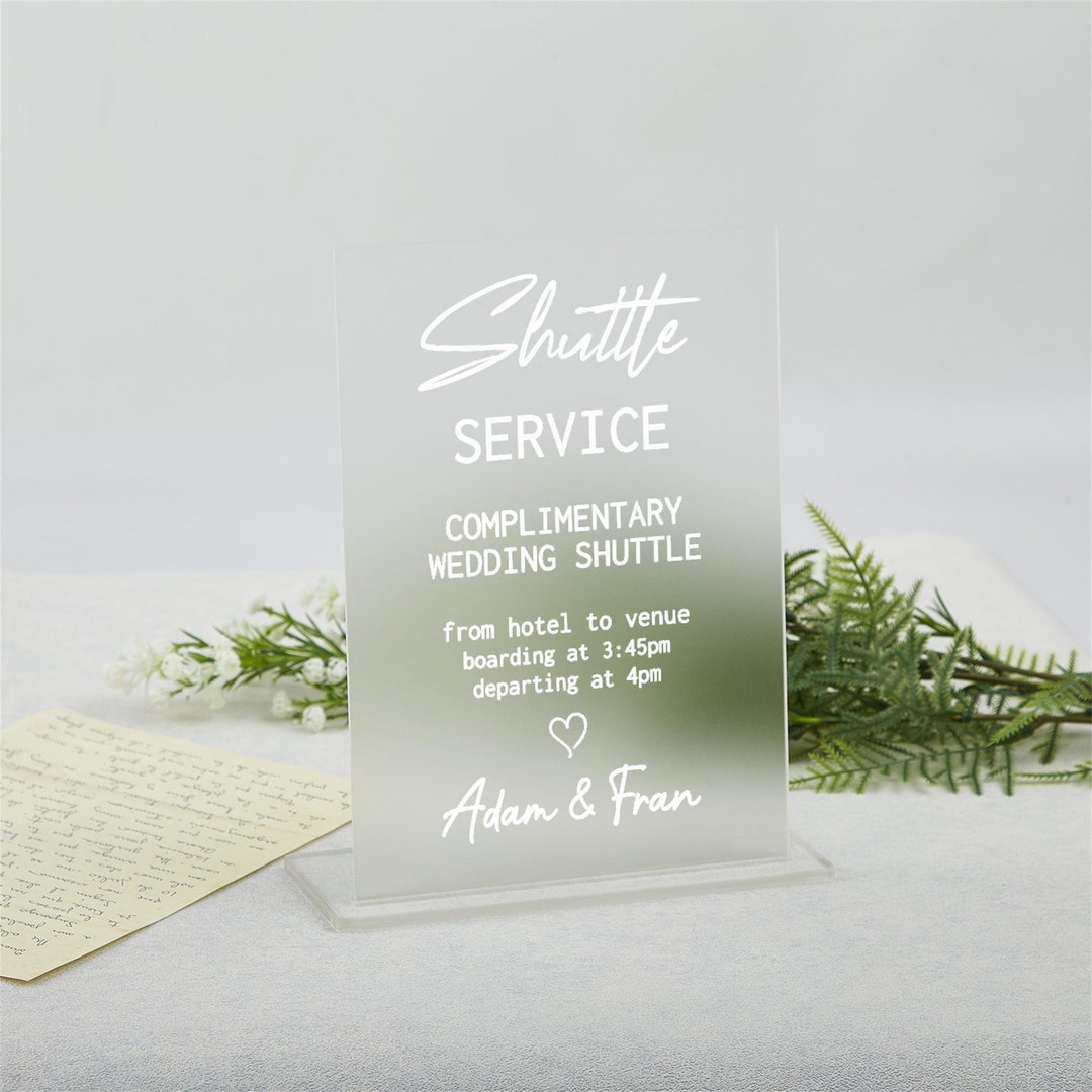 Shuttle Service Sign, Wedding Transportation Sign, Modern Minimalist ...