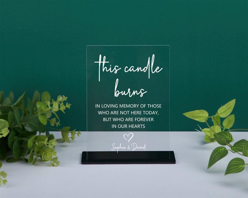 This Candle Burns in Loving Memory Sign, Modern in Memory Sign, Forever ...