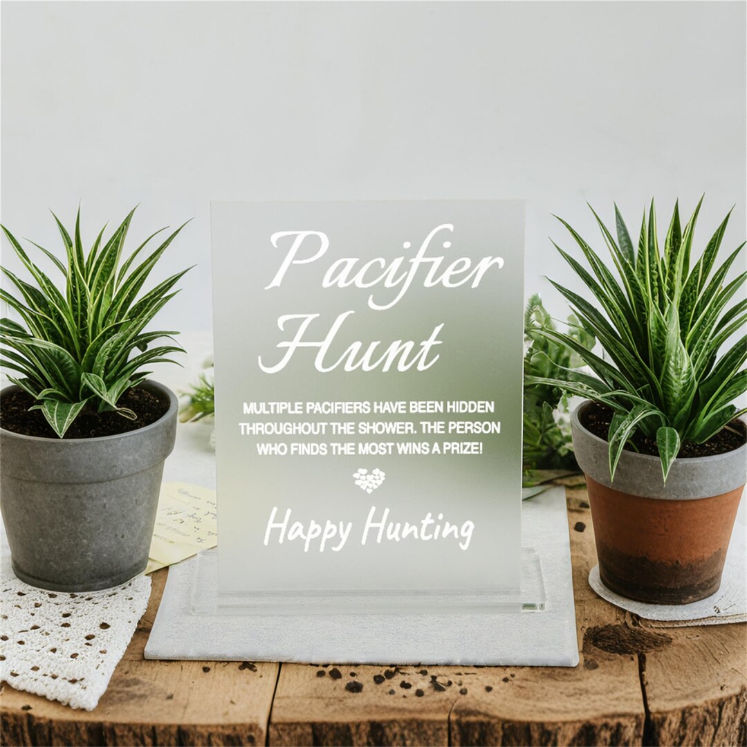 Pacifier Hunt Baby Shower Game Sign, Boy Girl Gender Neutral, Pacifier ...