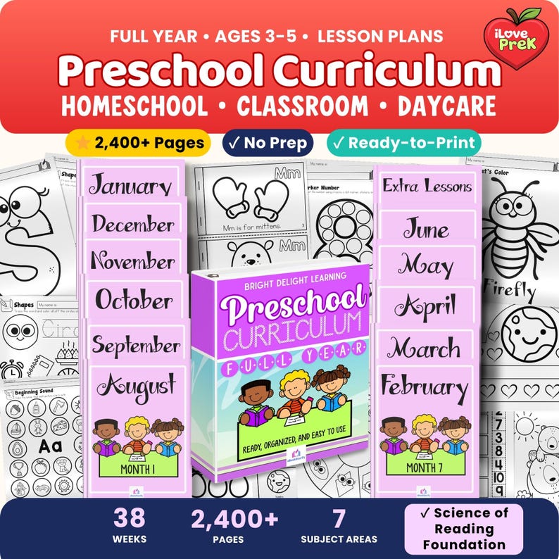 Preschool Curriculum Full Year, Prek Bundle 2400+ Pages, Printable ...