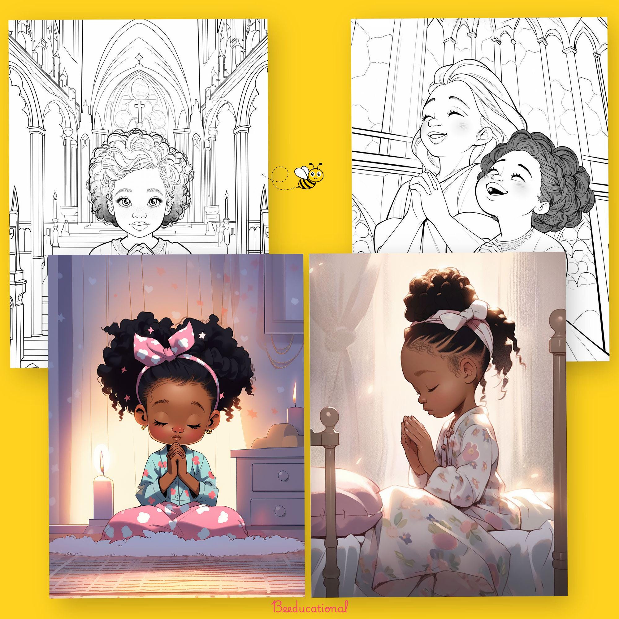 Black Christian Coloring Pages – 50 Bible Art of Praying Kids & Jesus ...
