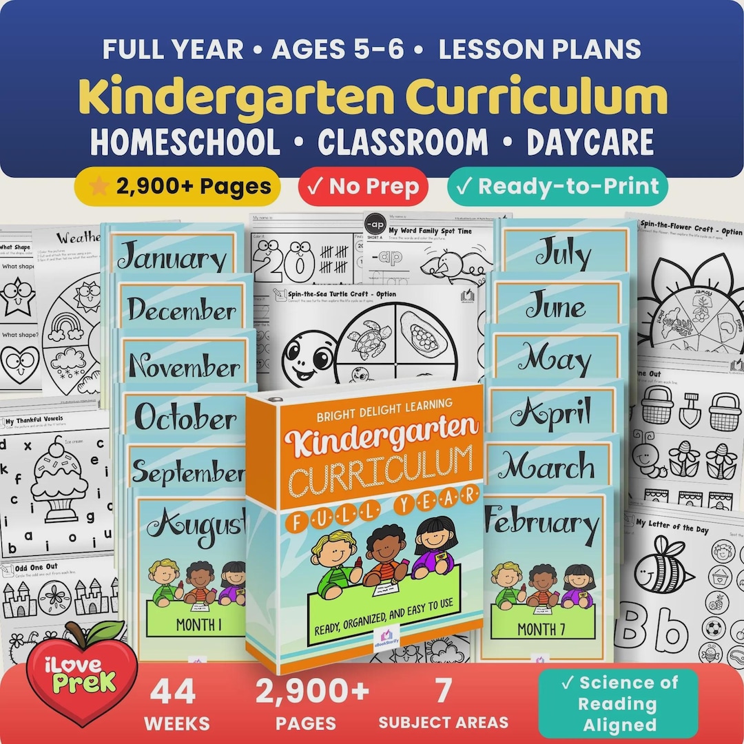 Kindergarten Curriculum Full-year, No-prep 2900+ Pages, Lesson Plans ...