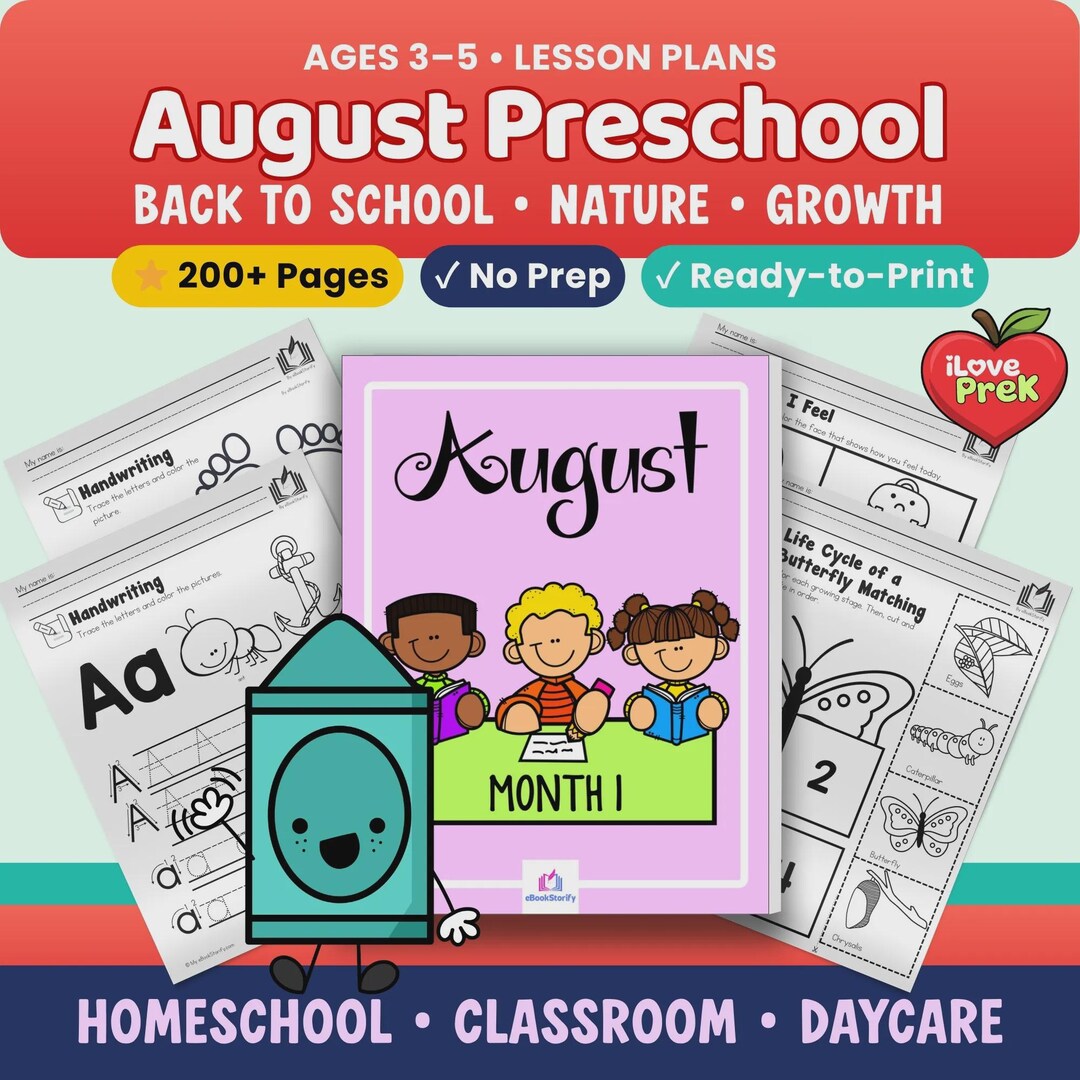 August Preschool Curriculum, 200+ Pg Back to School Activities, Pre-k ...