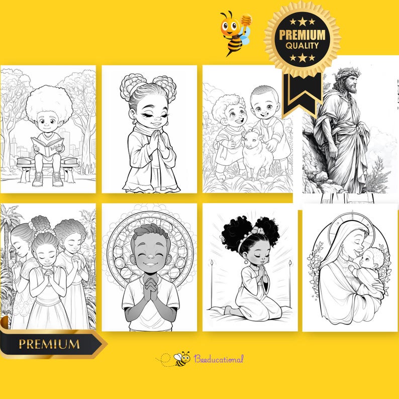 Black Christian Coloring Pages – 50 Bible Art of Praying Kids & Jesus ...