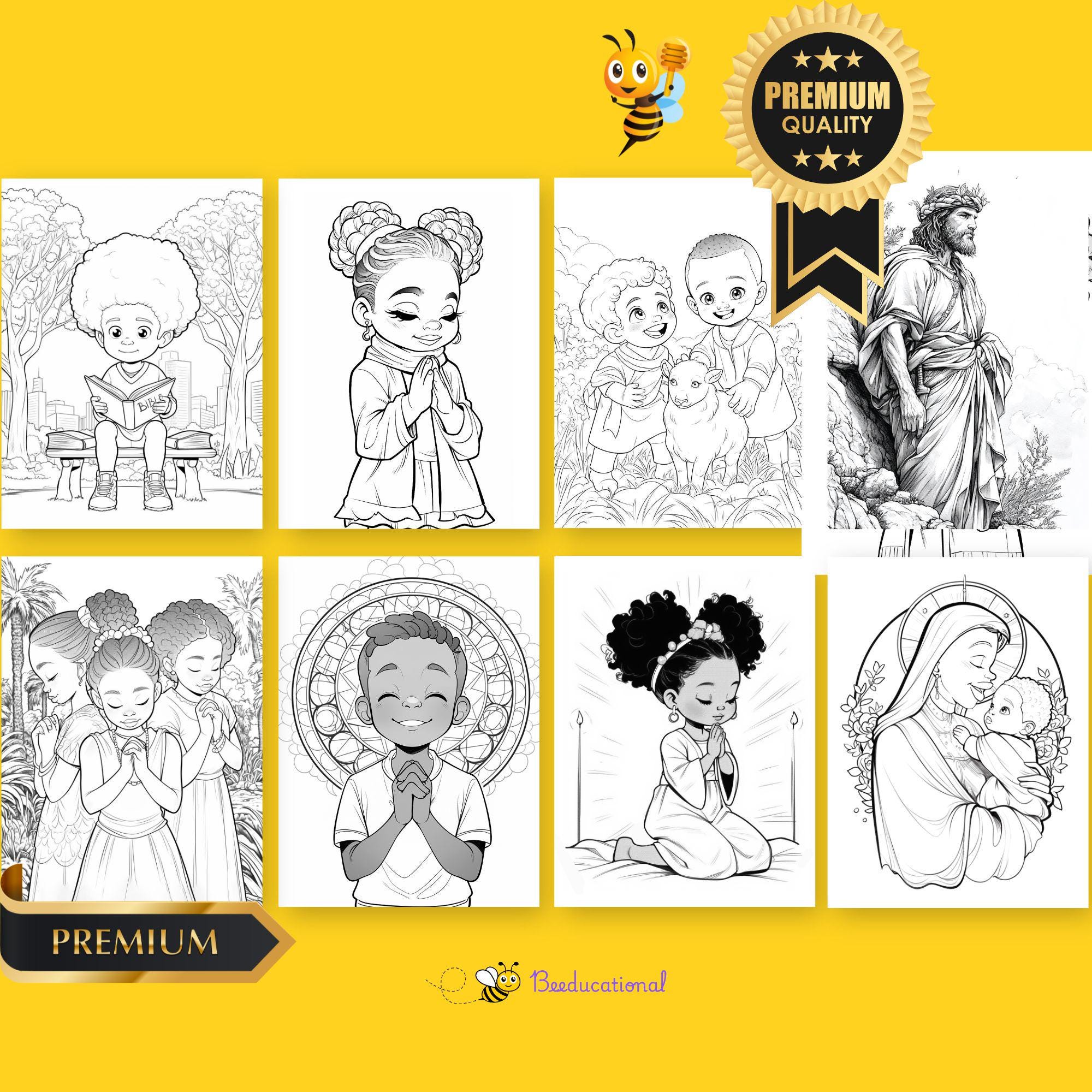 Black Christian Coloring Pages – 50 Bible Art of Praying Kids & Jesus ...